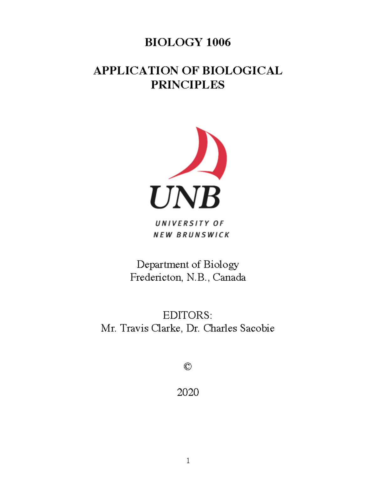 BIOLOGY 1006 SYLLABUS: APPLICATION OF BIOLOGICAL PRINCIPLES 2020 - Studocu
