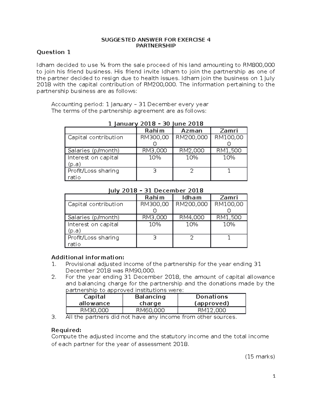 Tutorial 4 Partnership Suggested Answers and Computations - Studocu
