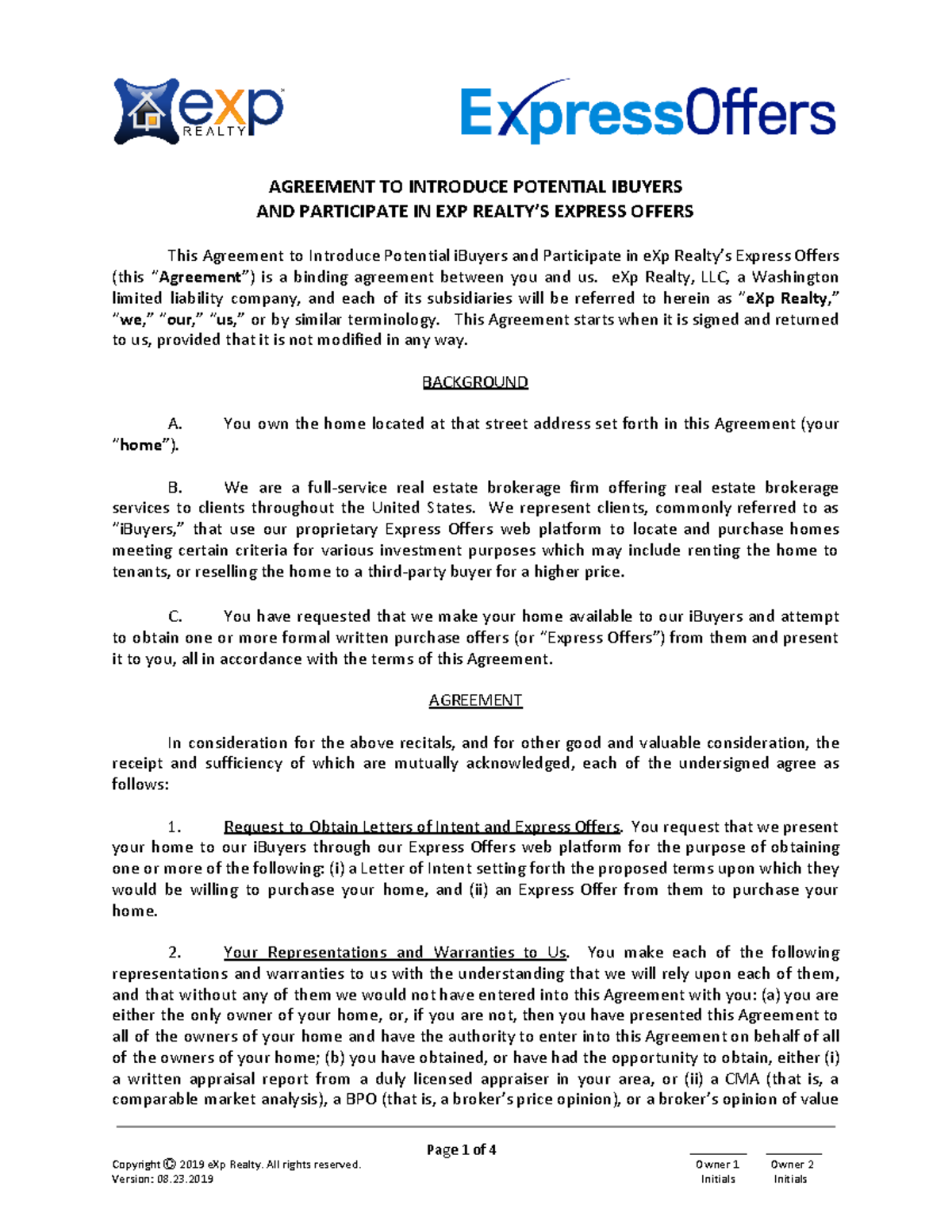 Express Offers Disclosure to Seller Agreement - AGREEMENT TO INTRODUCE ...