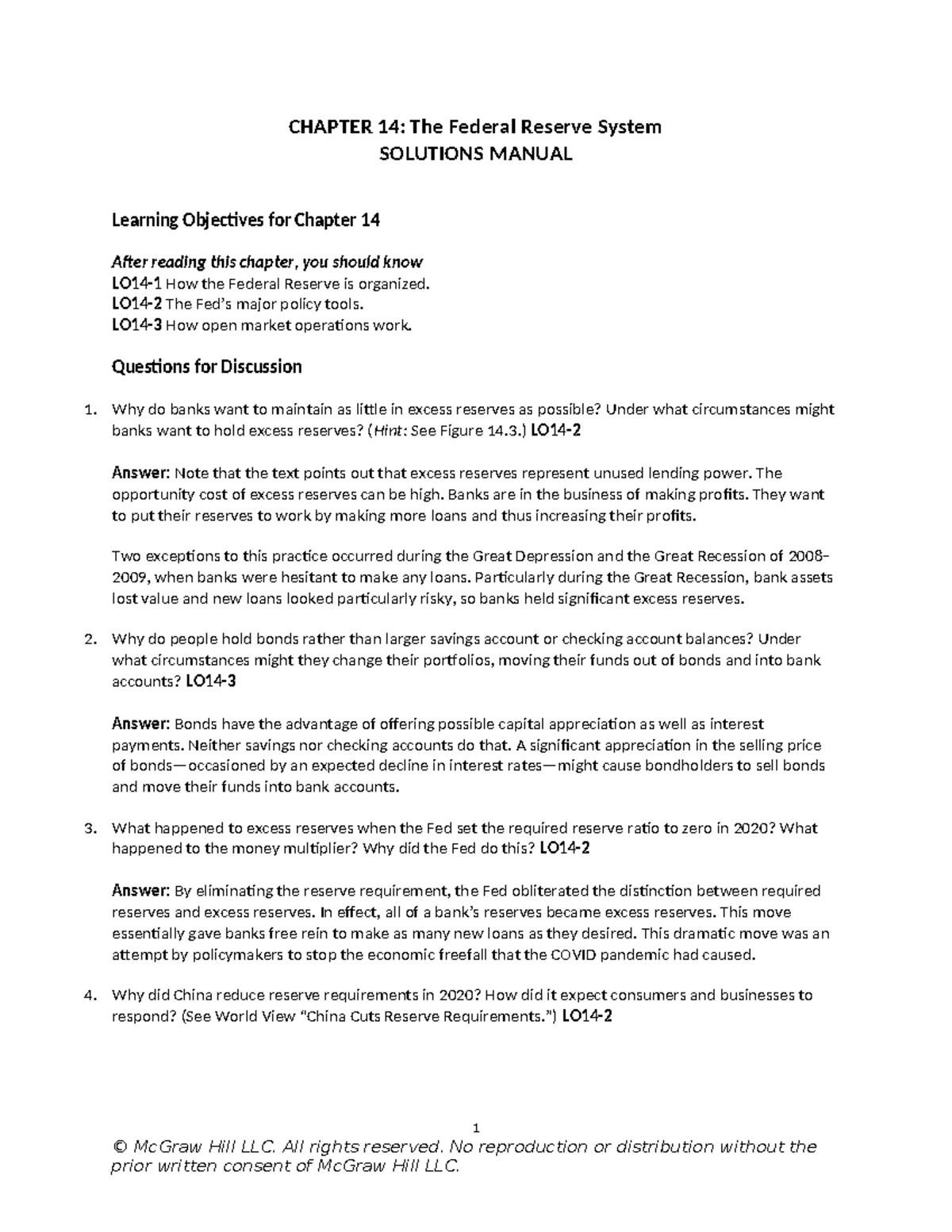 Federal Reserve System Overview and Monetary Policy Tools (LO14 ...