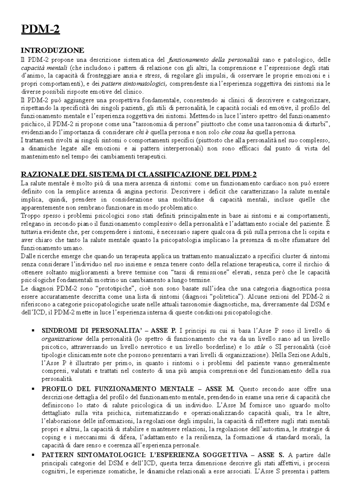 PDM-2 ( Versione Ridotta) - PDM- INTRODUZIONE Il PDM-2 propone una ...