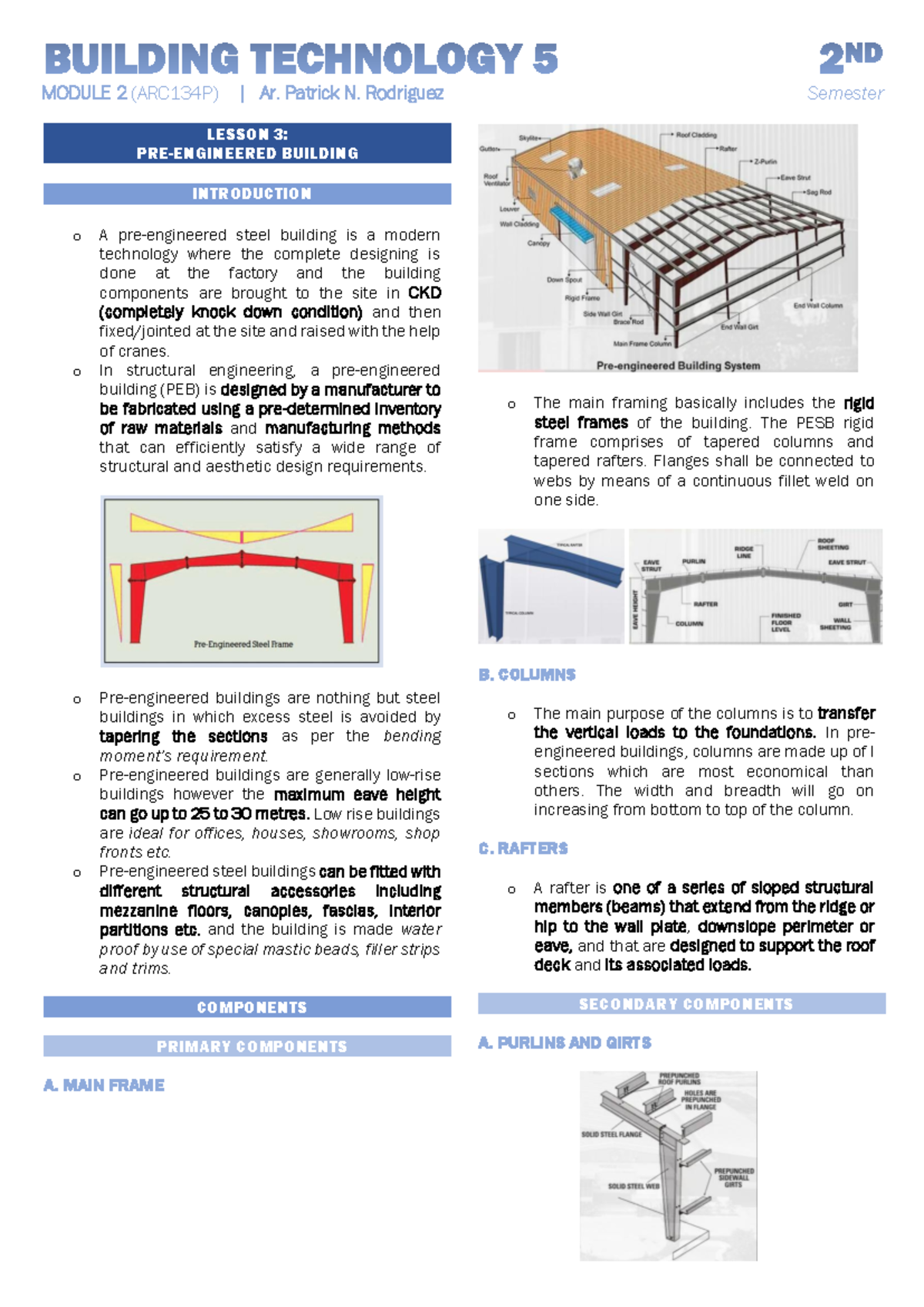 ARC134P Building Technology 5: Lesson 3 - Steel Building Introduction ...