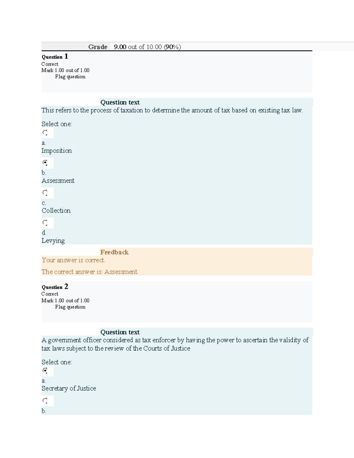 Phil Tax Prefinal Quiz 1: Taxation Concepts and Administration - Studocu