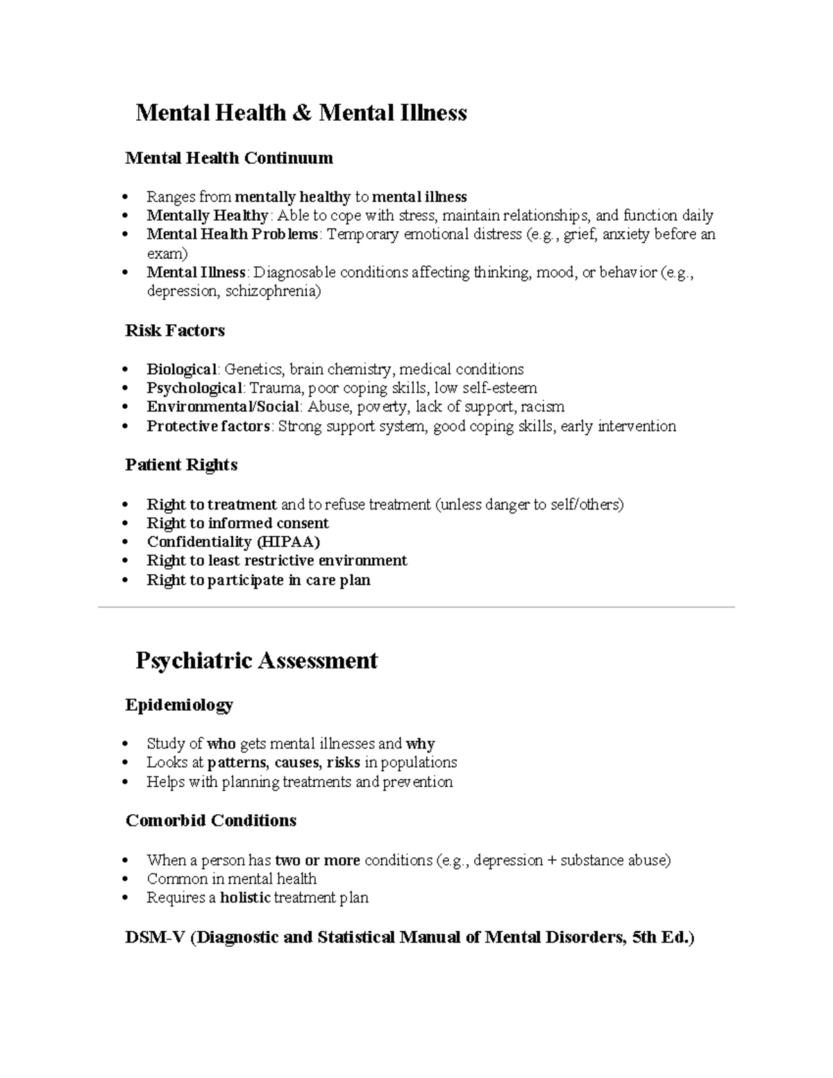 Mental Health Exam Prep: Key Concepts and Theories - Studocu