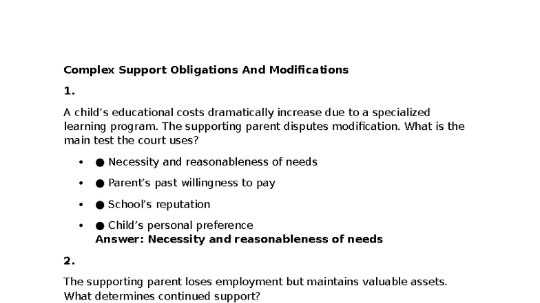 Complex Support Obligations & Modifications: Key Court Tests and ...