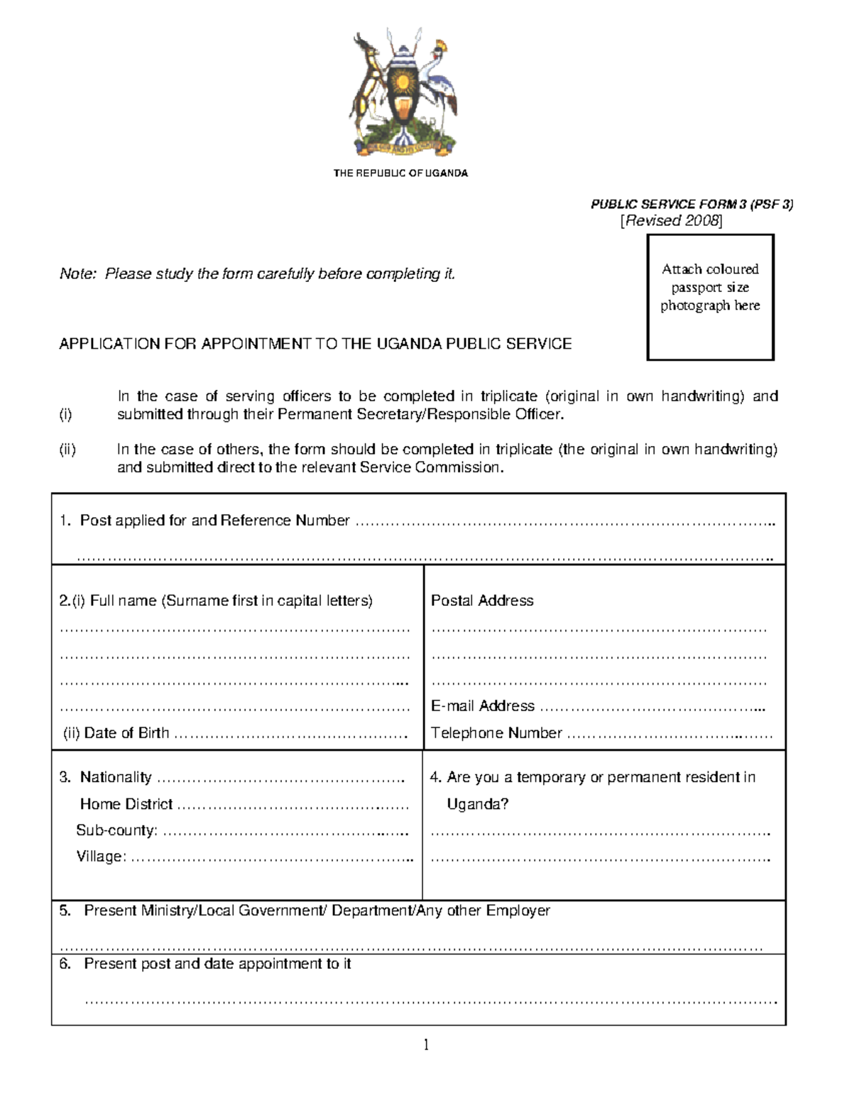Application for Appointment: Public Service Form 3 (PSC FORM 3) - Studocu