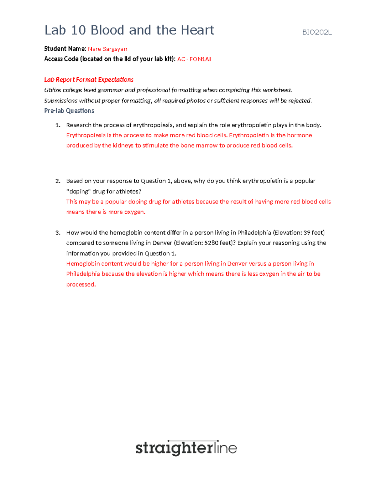 BIO202L Lab 10 - Blood and Heart Anatomy & Physiology Report - Studocu