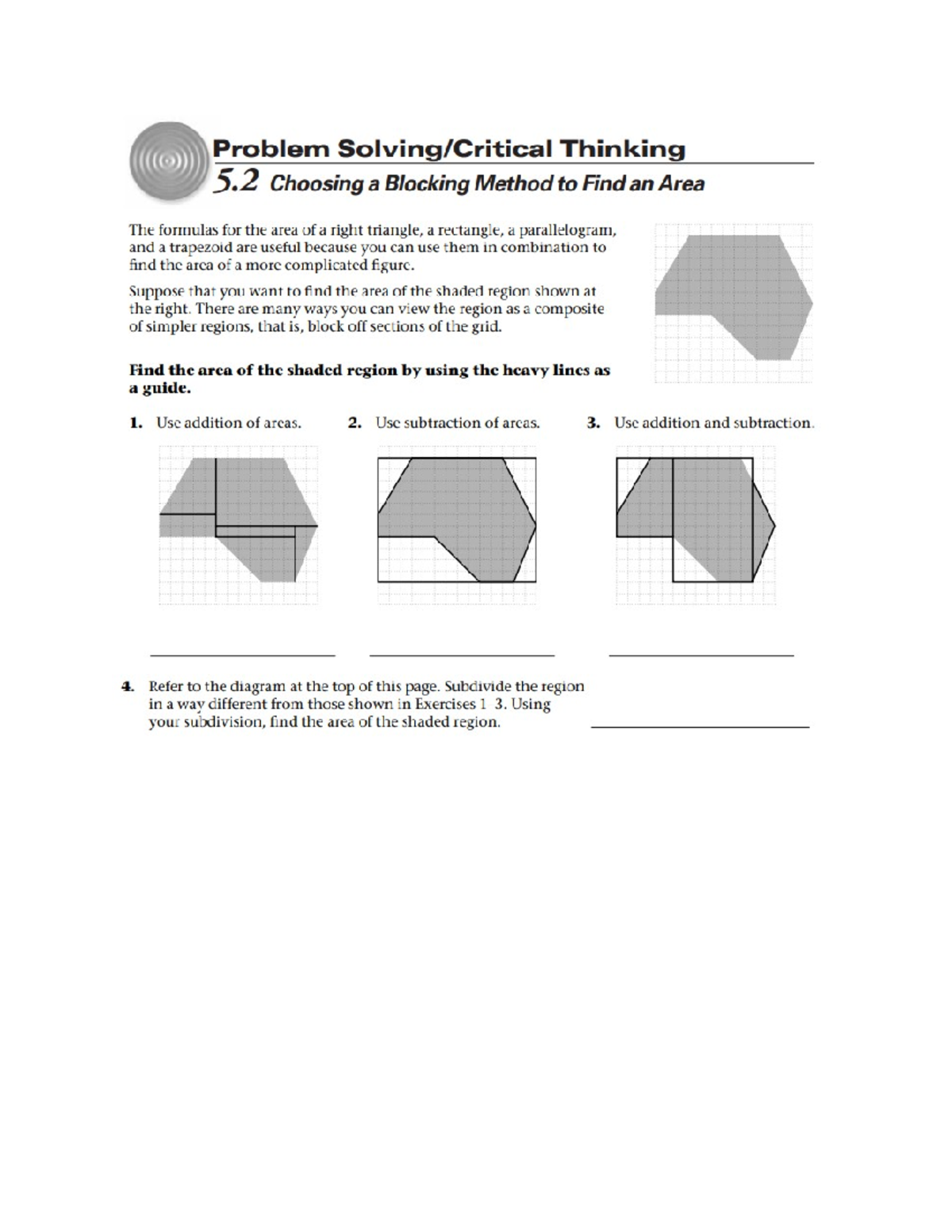 Problem Solving: Choosing a Blocking Method for Area Calculation - Studocu