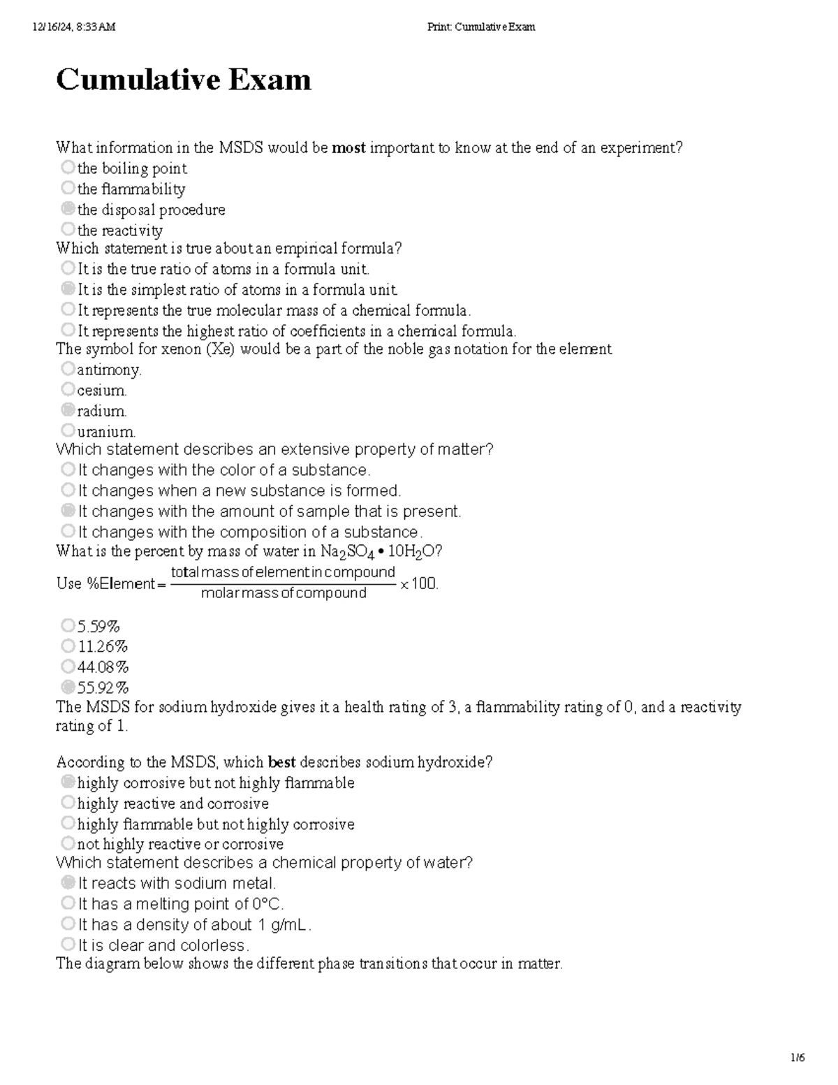 CHEM 101 Cumulative Final Review Notes for Exam Preparation - Studocu