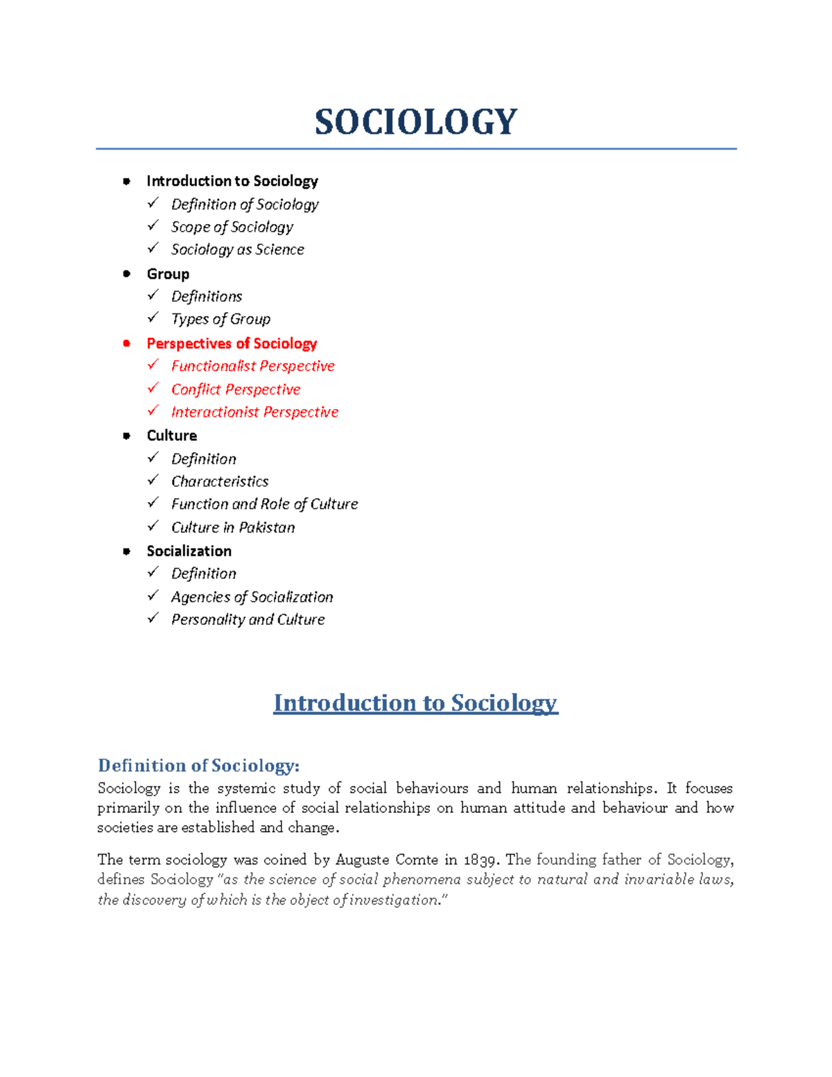 98679564 Sociology Semester 1 Notes - SOCIOLOGY Introduction to ...