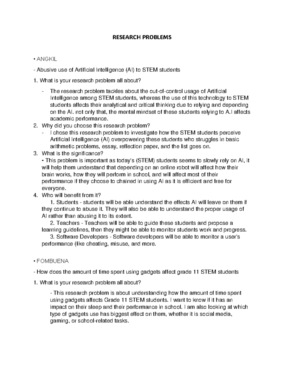 Research Problems in STEM: AI Impact, Gadget Use, and Academic Pressure ...
