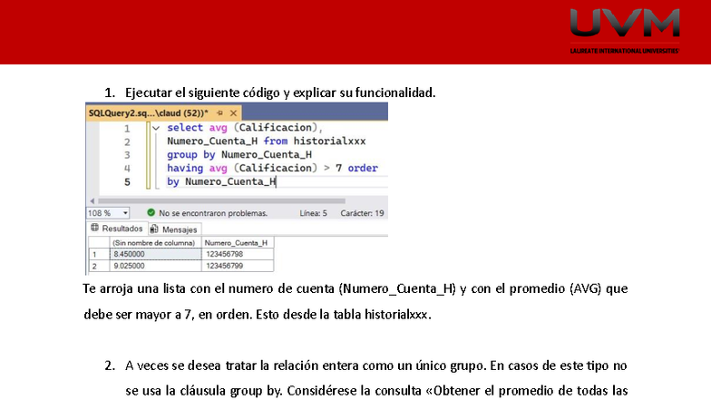 Practicario 5 SQL: Análisis de Consultas y Funciones Agregadas - Studocu