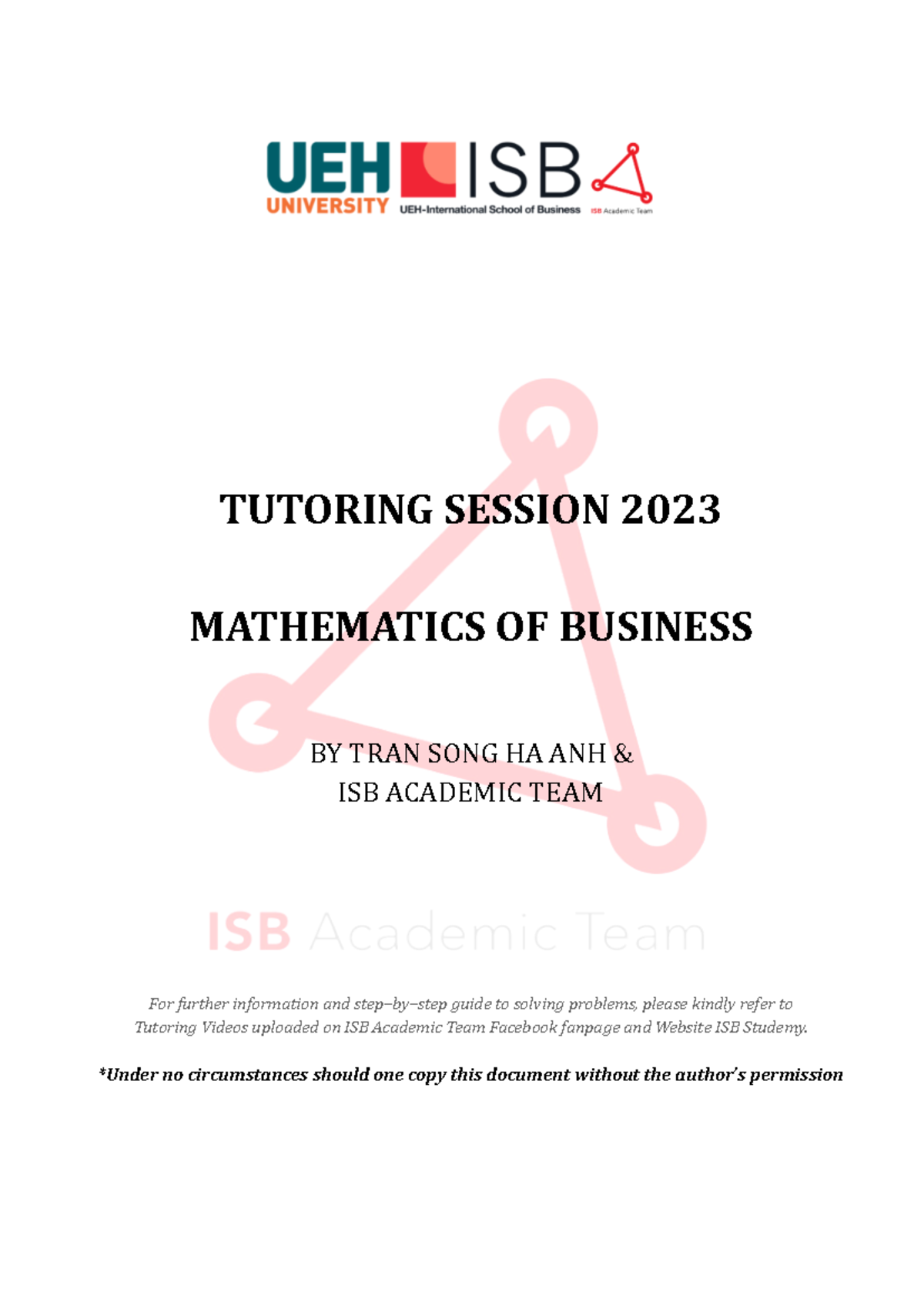 Open Tutoring Session 2023: Mathematics of Business Final Exam Notes ...