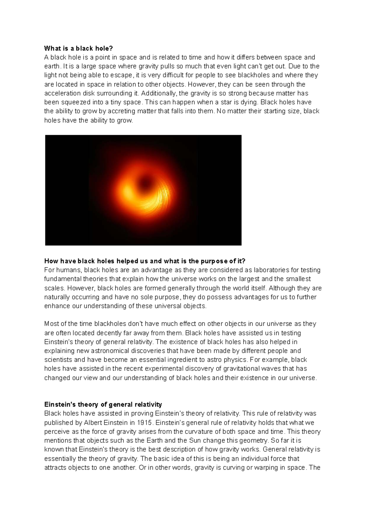 Black Holes: Understanding Their Nature and Impact on Physics - Studocu