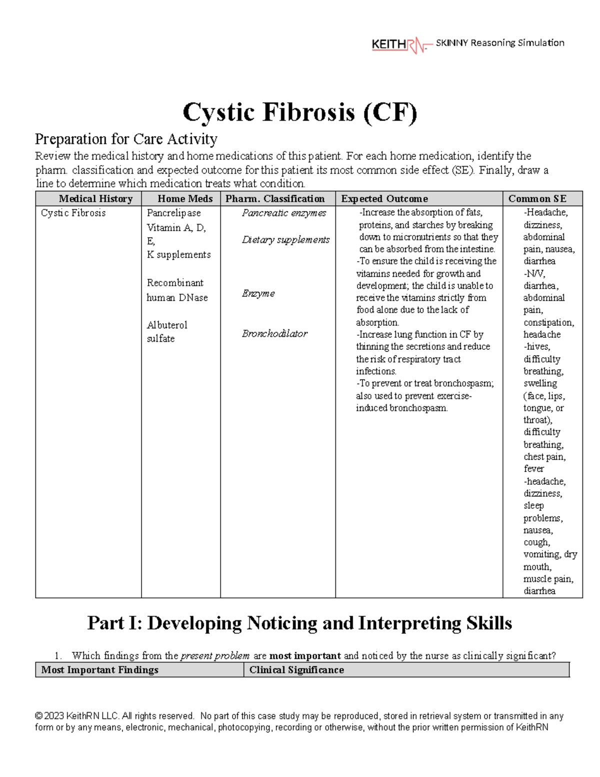 Cystic Fibrosis Case Study: Patient Care & Management Insights - Studocu
