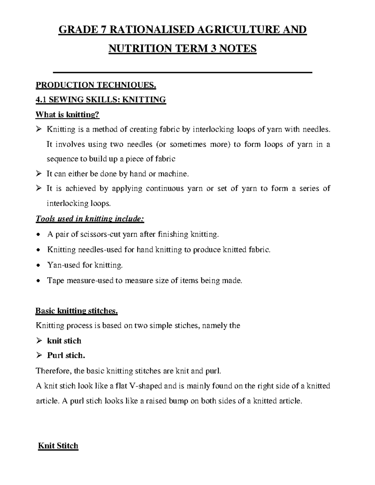 Grade 7 Rationalized Agriculture & Nutrition Notes - Term 3 Overview ...