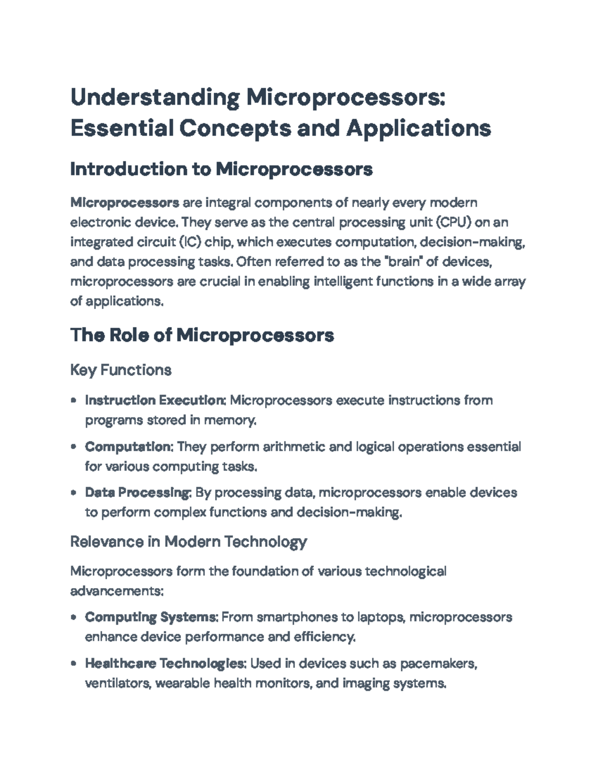 Microprocessors 101: Key Functions, Applications & Number Systems - Studocu