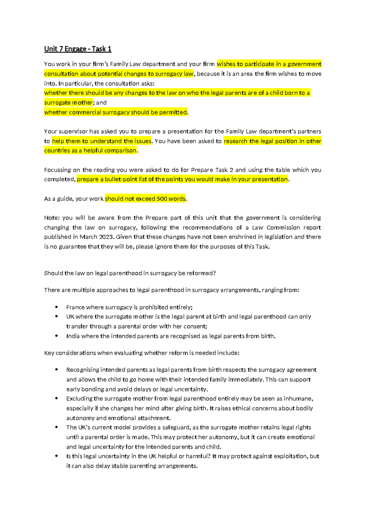 Unit 7 Engage - Task 1: Surrogacy Law Reform Presentation Insights ...
