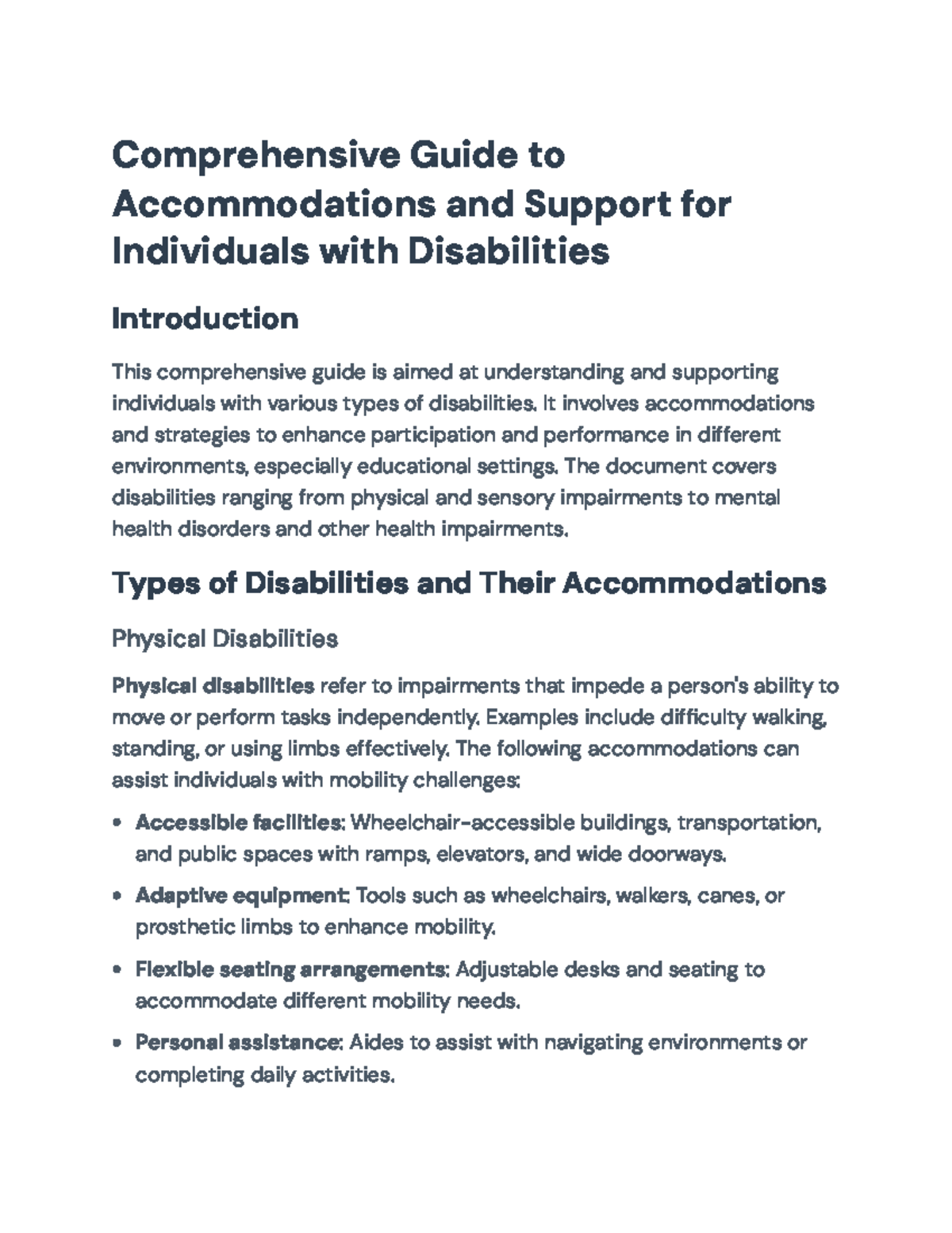 Comprehensive Guide to Accommodations for Disabilities Support ...