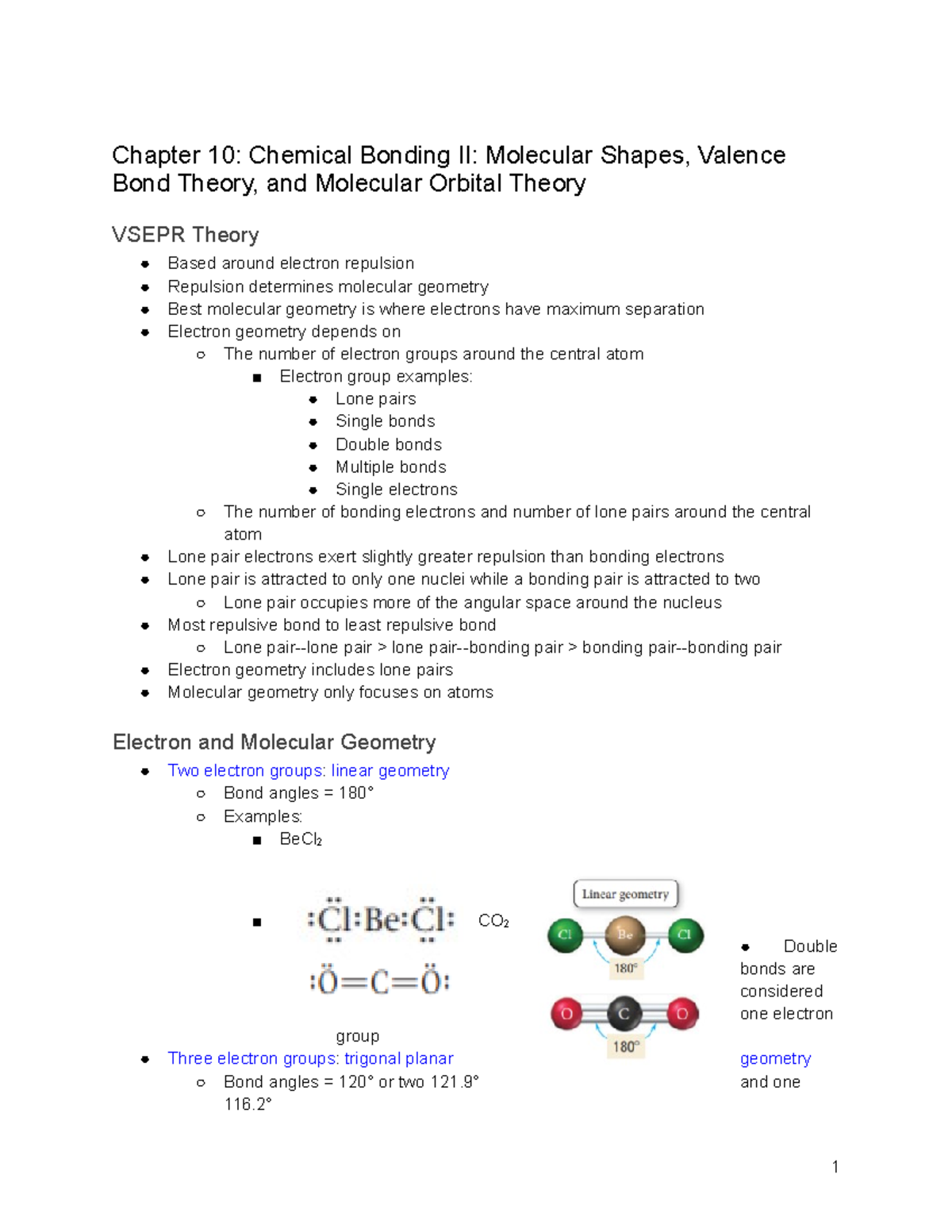 Chapter 10: Chemical Bonding II - Molecular Shapes & Theories - Studocu
