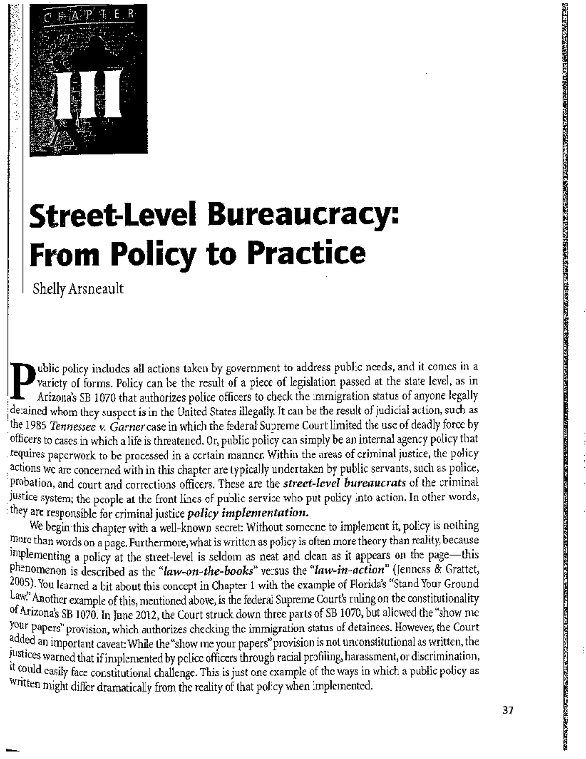 CHAPTER 3: Bureaucracy in Criminal Justice Policy Implementation - Studocu