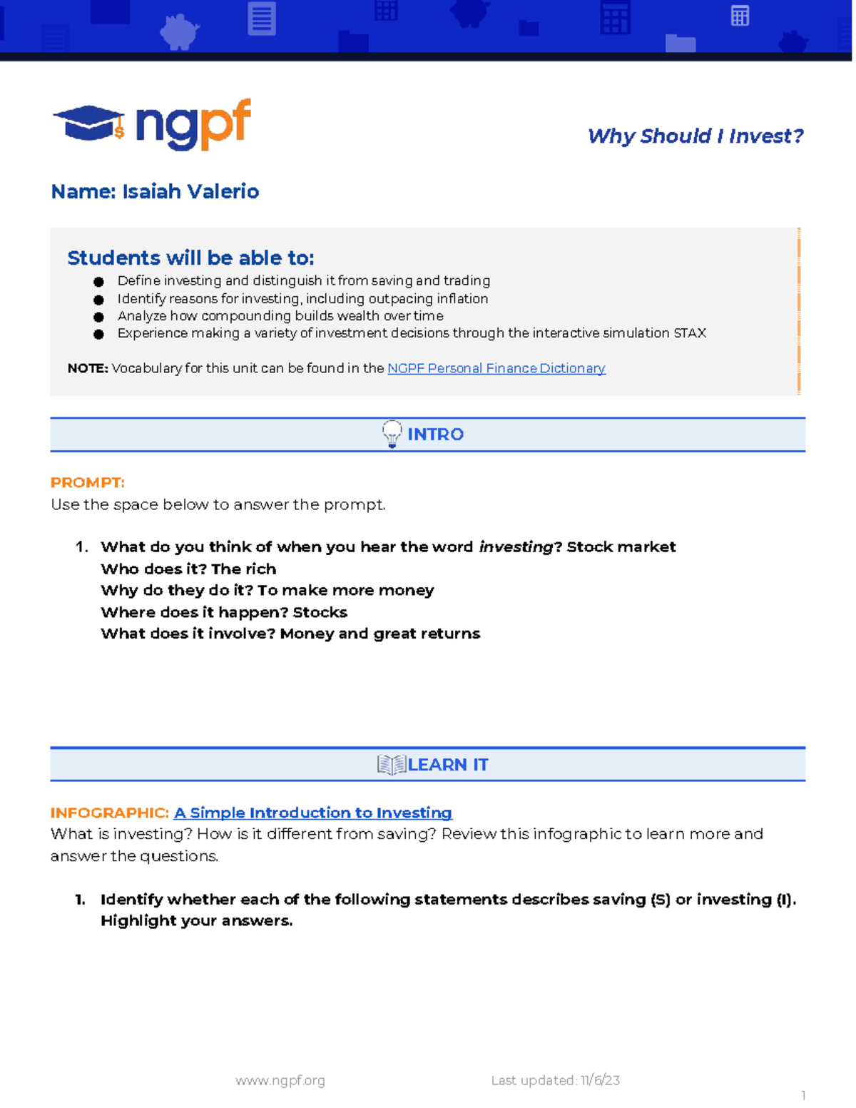 Why should I invest? A guide to understanding investing and saving ...