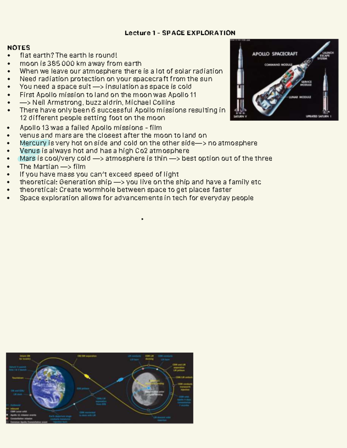 Lecture 1 - Space Exploration Notes: Earth, Moon, and Beyond - Studocu