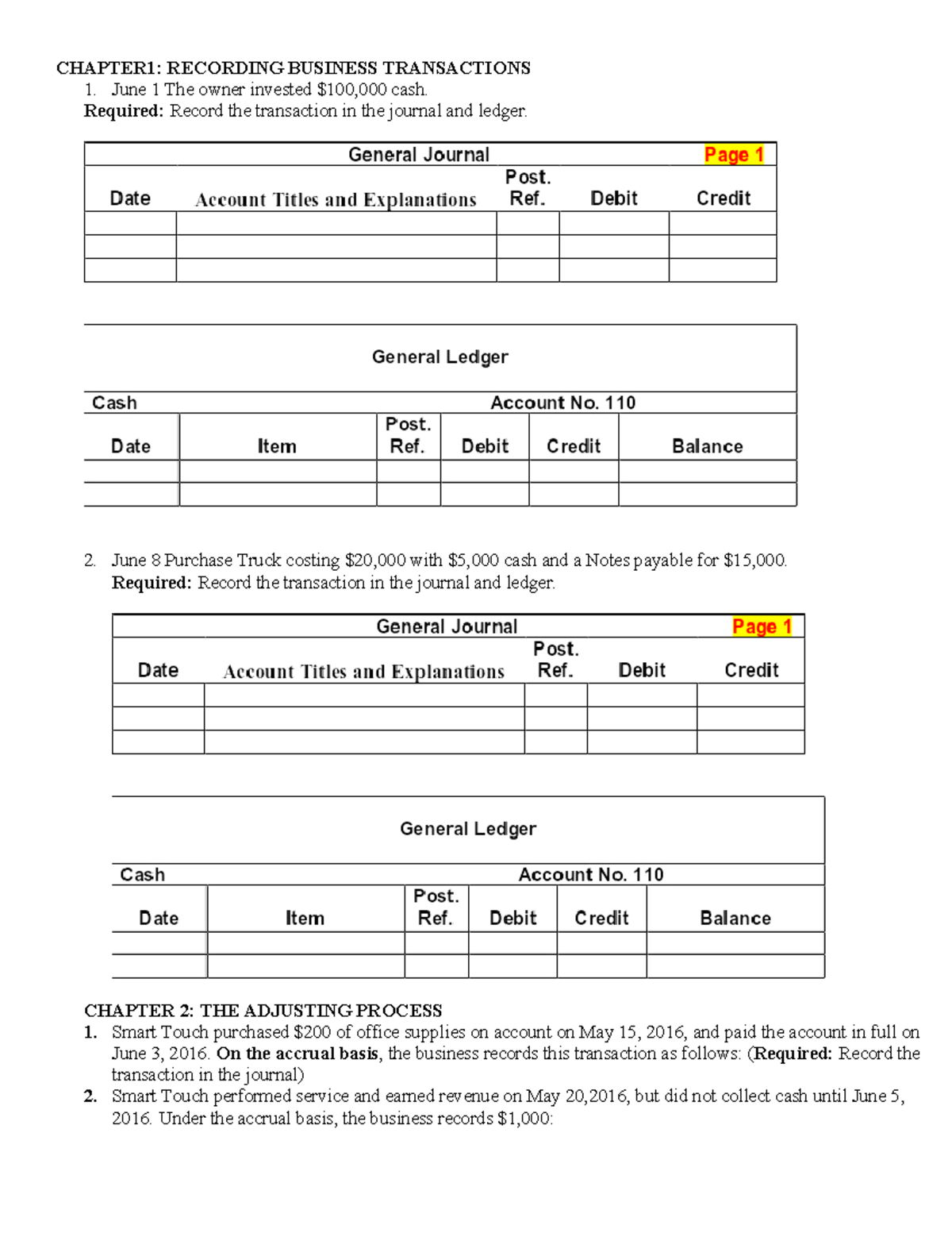 CHAPTER 1-5: RECORDING BUSINESS TRANSACTIONS & ADJUSTMENTS - Studocu
