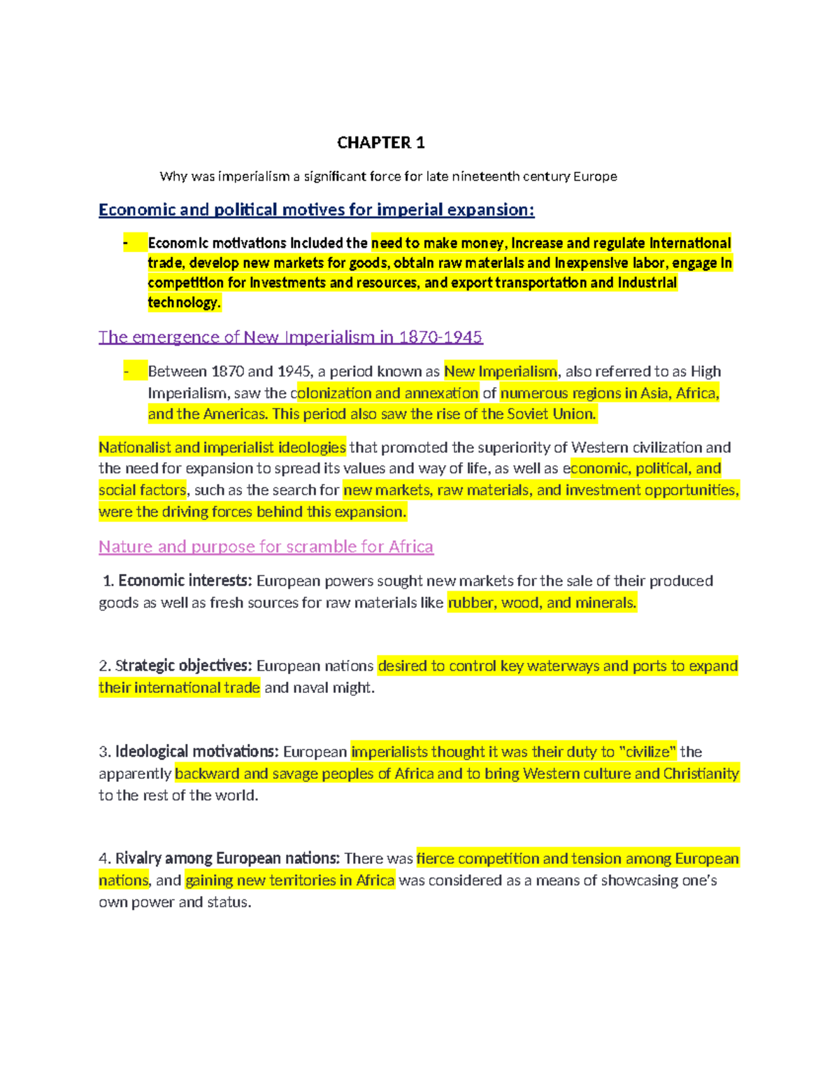 Chapter 1: The Forces of Imperialism in Late 19th Century Europe (HIST ...