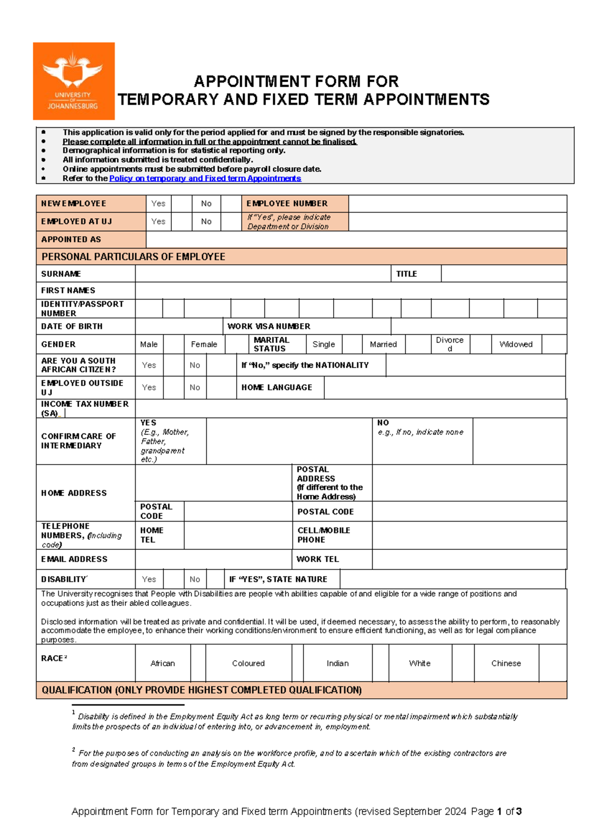 Temporary Appointments Form - Updated September 2024 - Studocu