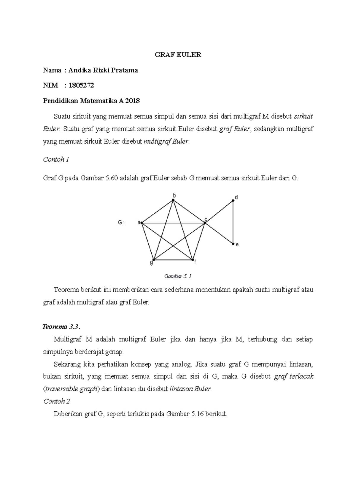 Teorema Graf Euler dalam Matematika: Sirkuit dan Lintasan Euler - Studocu