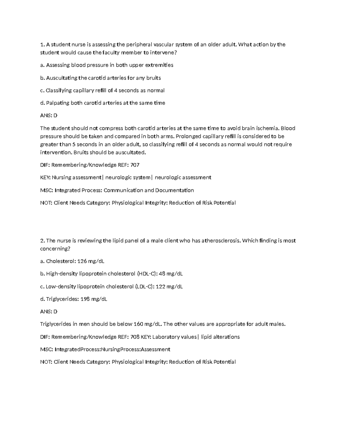 NUR 101: Peripheral Vascular System Assessment and Management Review ...