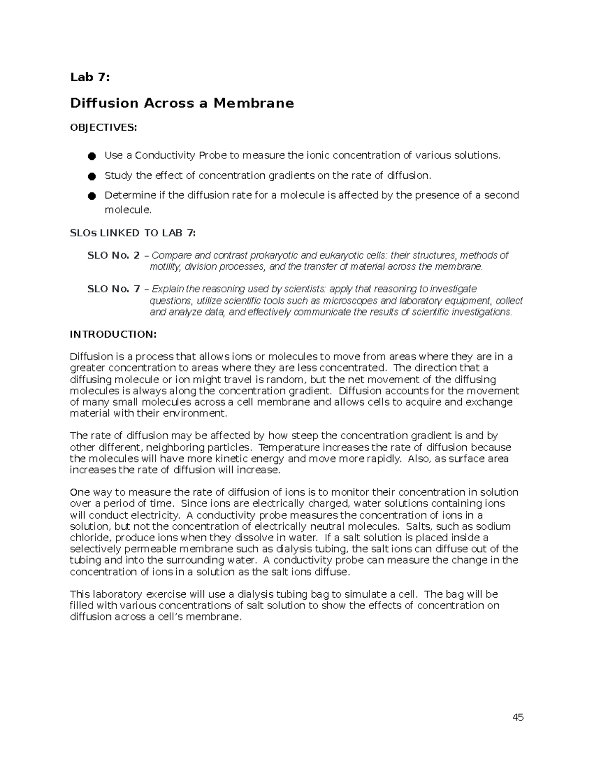 Lab 7-Diffusion (1) - lab 7 - Lab 7: Diffusion Across a Membrane ...