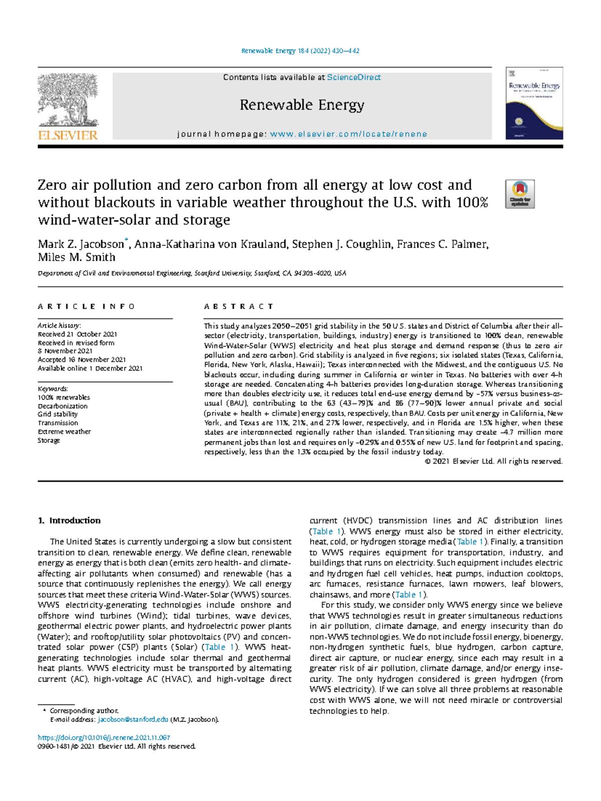 Zero Air Pollution and Carbon-Free Energy Transition in the U.S ...