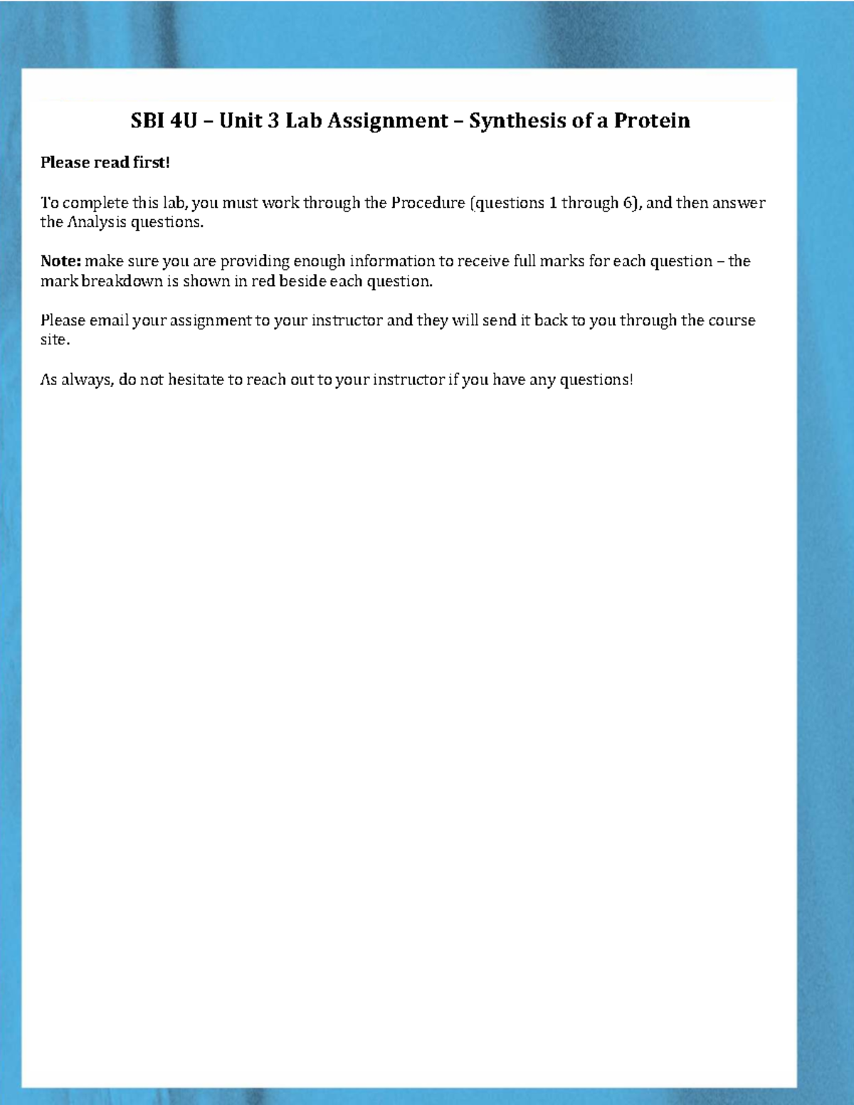 1605214573-SBI 4U - Unit 3 Lab - SBI 4U – Unit 3 Lab Assignment ...