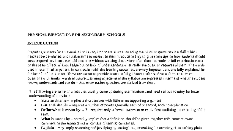BGCSE PE Notes: Understanding Physical Education Concepts and Skills ...