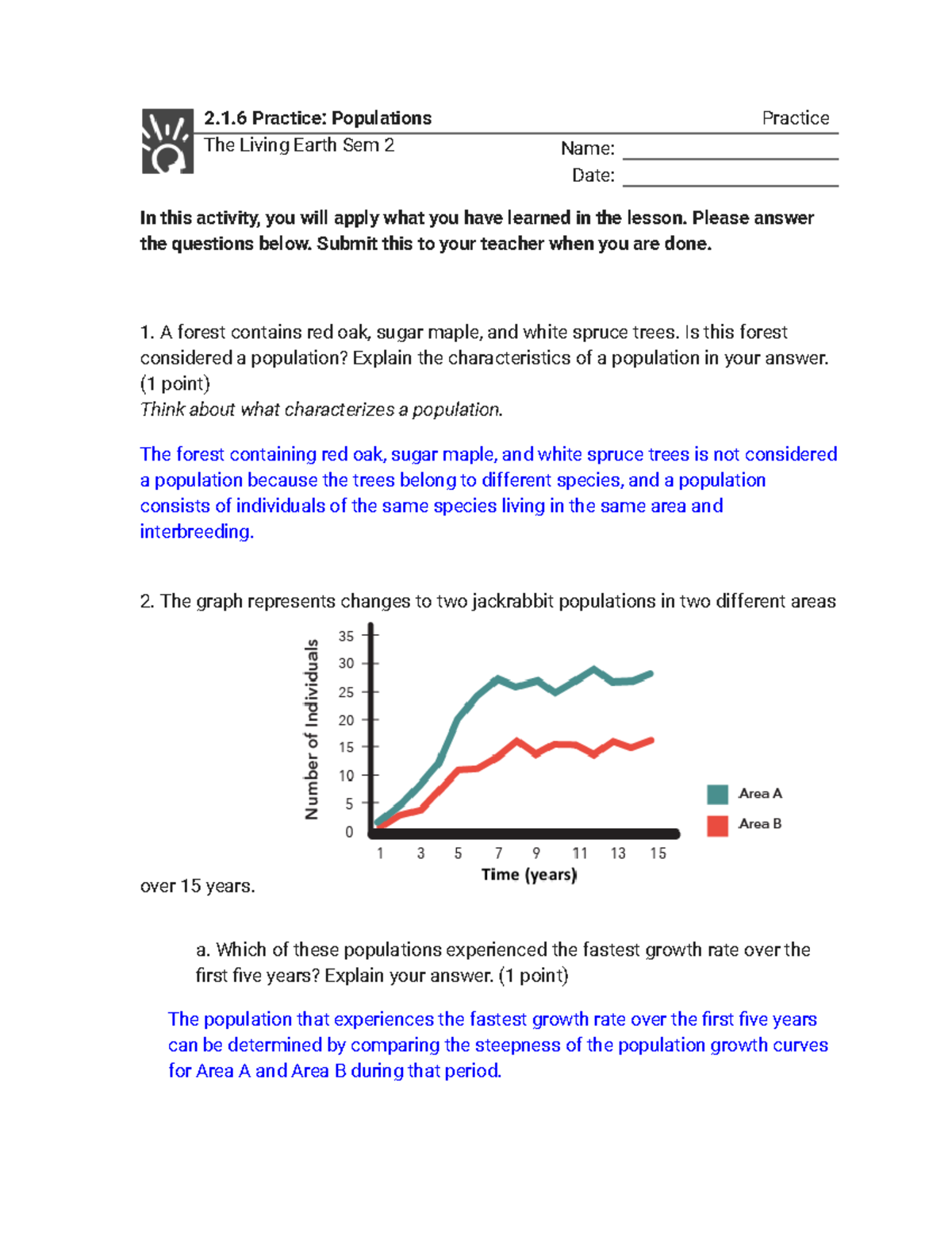 2.1.6 Quiz - Understanding Populations in Ecology - Studocu