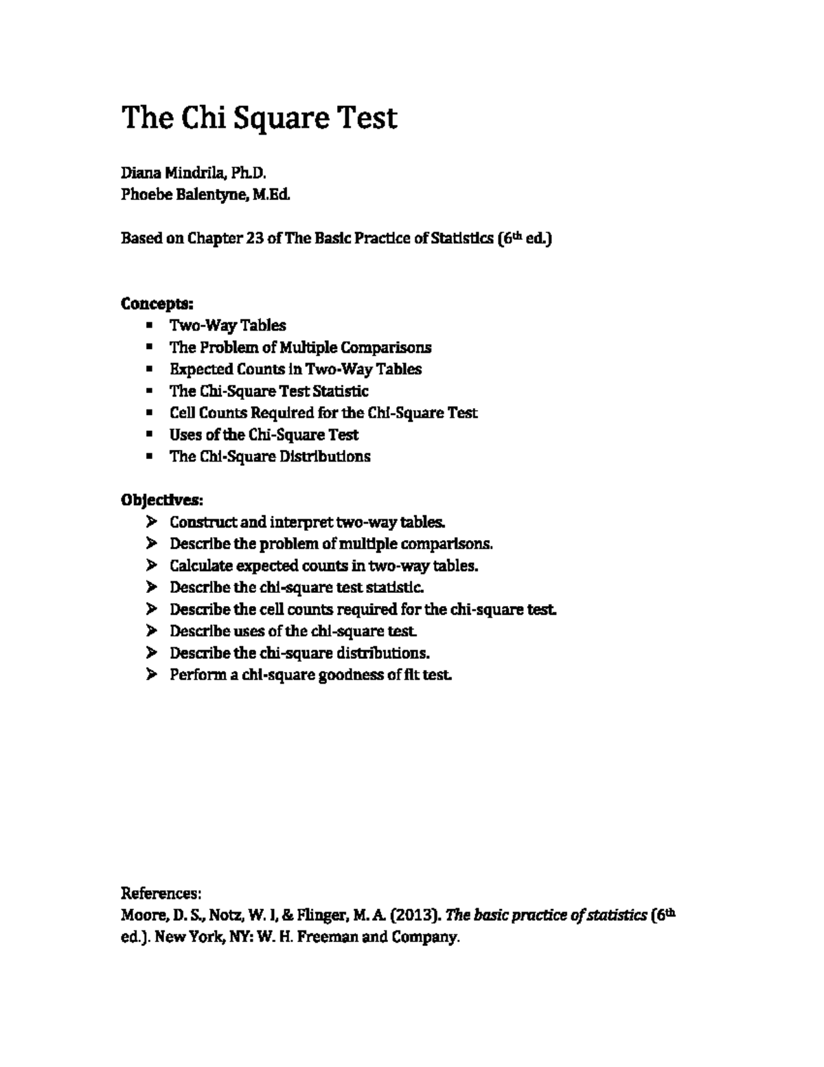Chi-Square Test Overview: Unit 44 - Bassinet Analysis and Applications ...