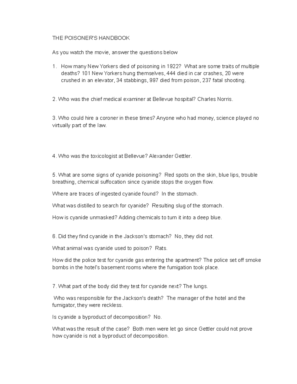 Poisoner Questions - Analysis from The Poisoner's Handbook Chapter ...