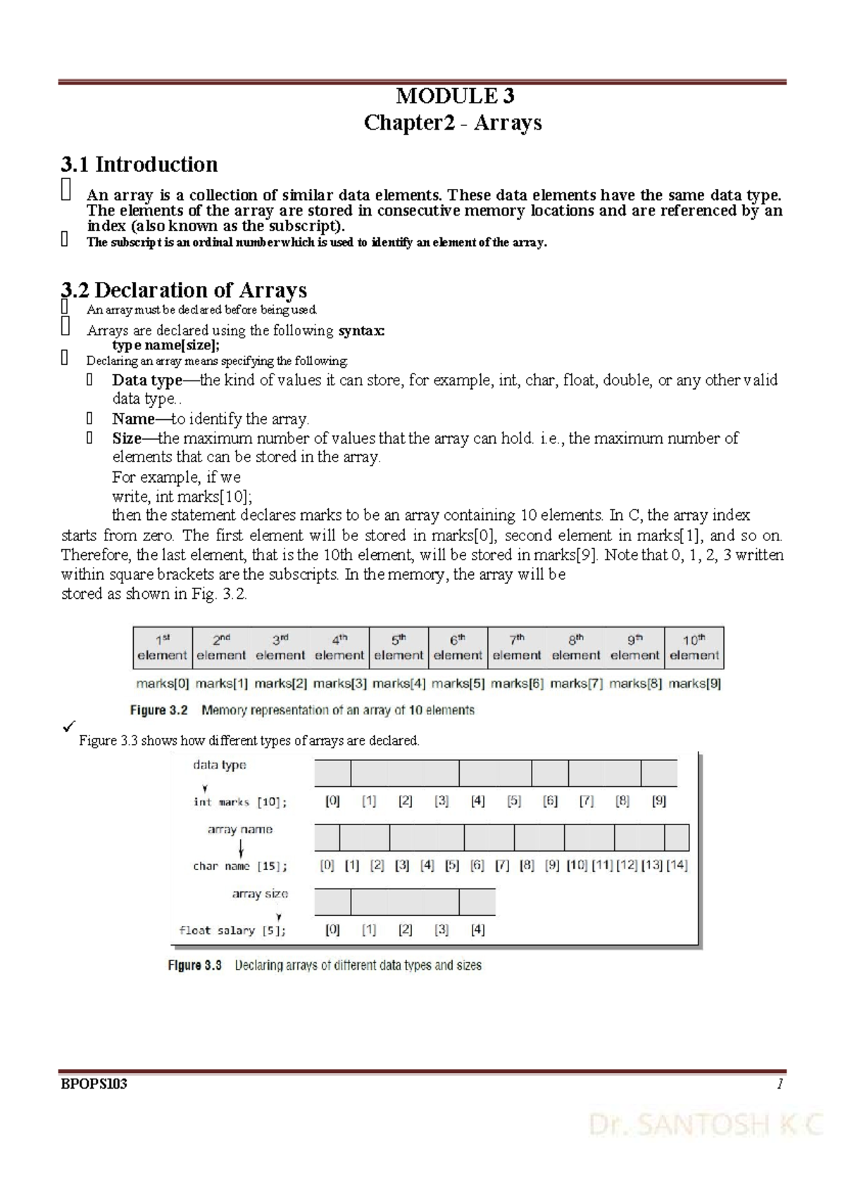 BPOPS103 Module 3: Chapter 2 - Understanding Arrays in C Programming - Studocu