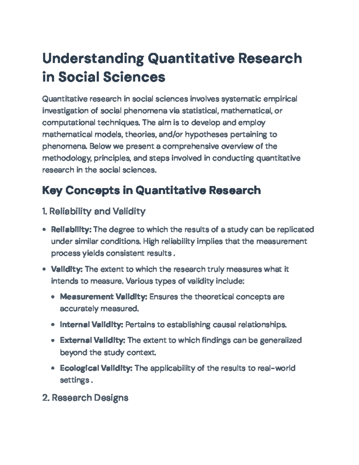 Overview of Quantitative Research in Social Sciences: Key Concepts ...
