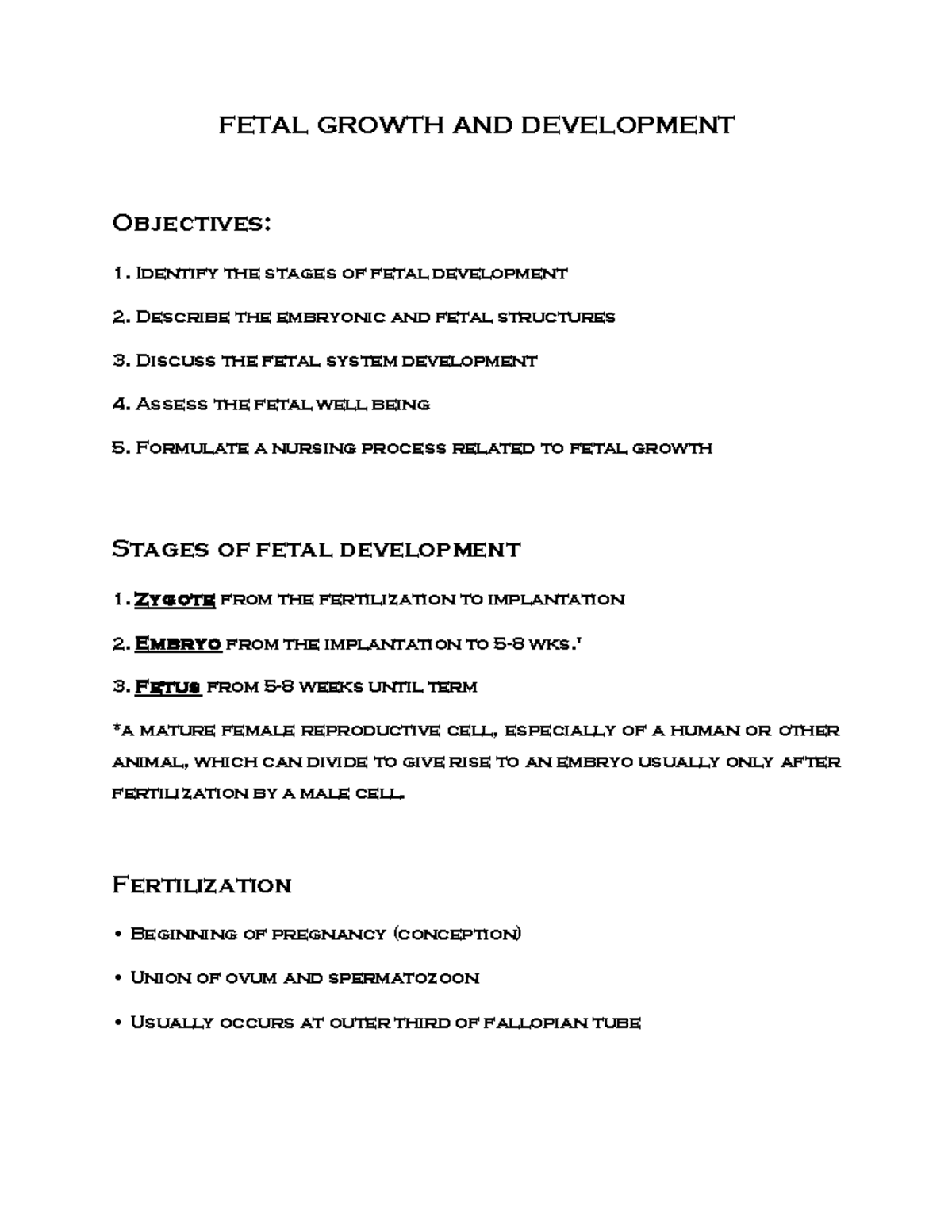 Fetal Growth and Development: Key Stages and Nursing Considerations ...