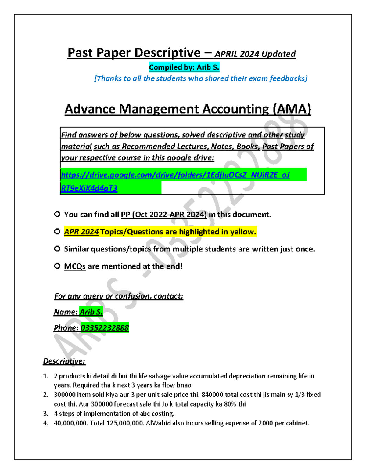 11. PP AMA - APR'24 Updated - Past Paper Descriptive – APRIL 20 24 ...