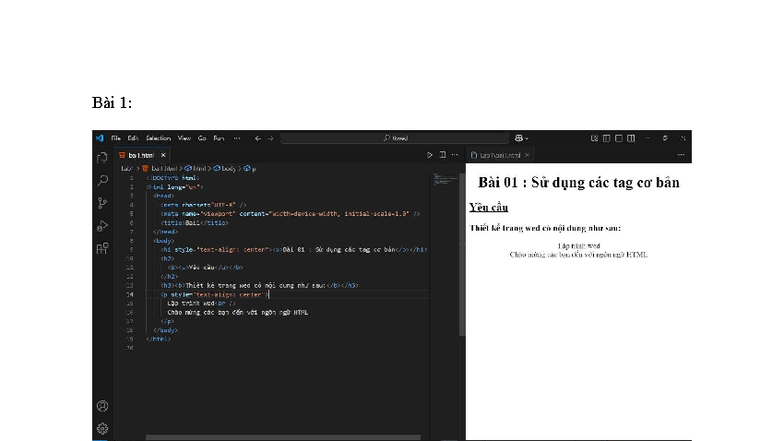 Lab 1: Sử Dụng Các Tag Cơ Bản trong HTML - 24IT094 - Studocu