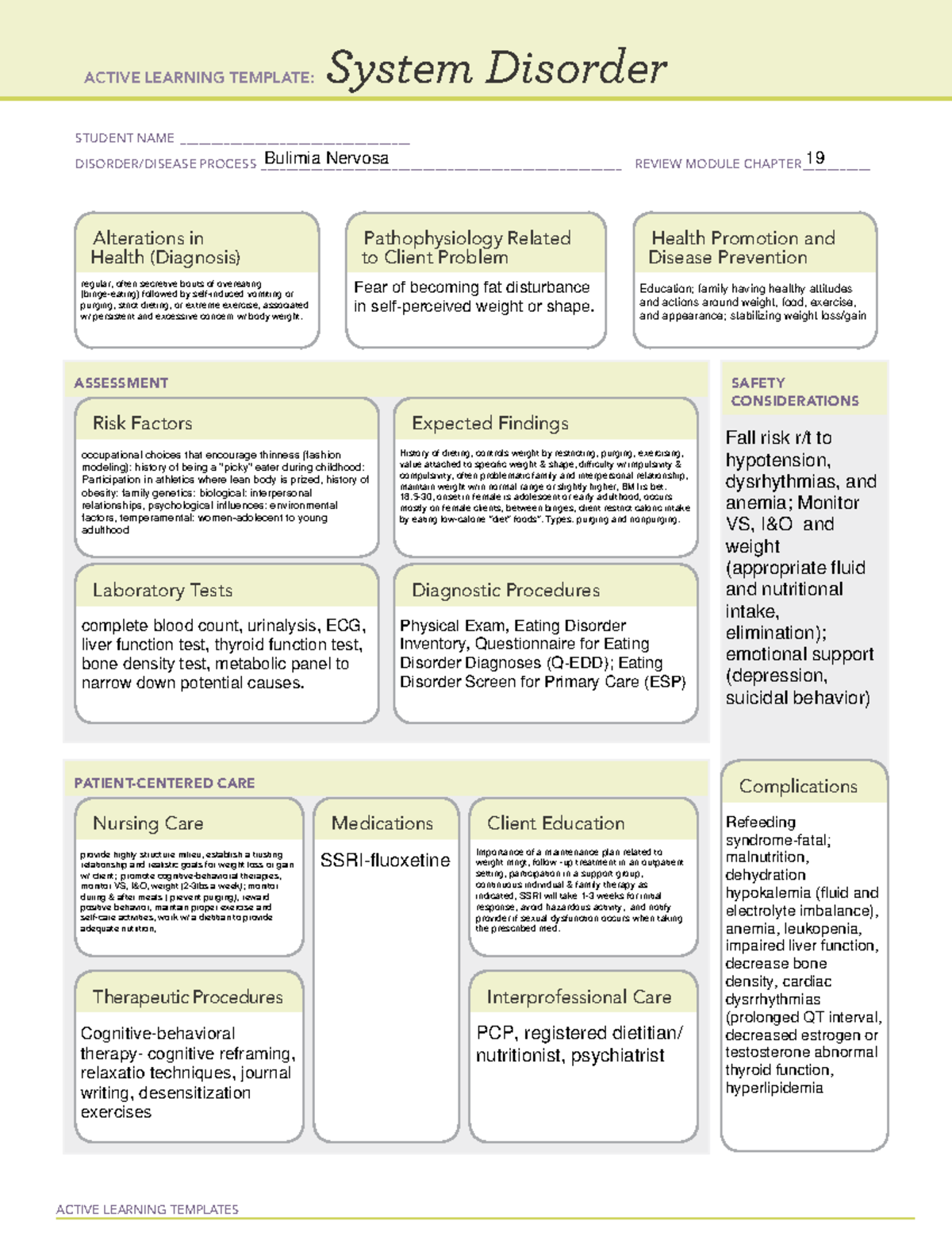 System Disorder bulimia #8 - ACTIVE LEARNING TEMPLATES System Disorder ...