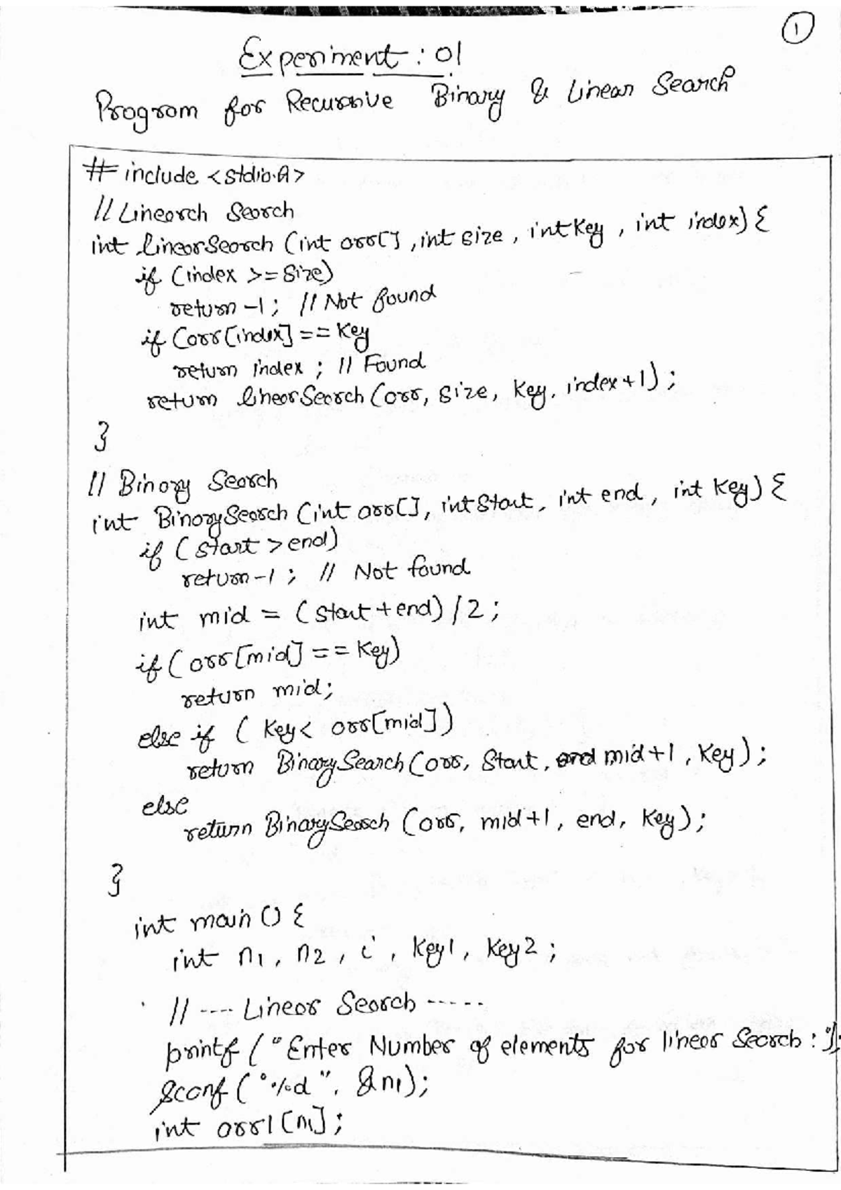 DAA(1-5) - Lab Practical on Recursive Search & Sorting Algorithms - Studocu
