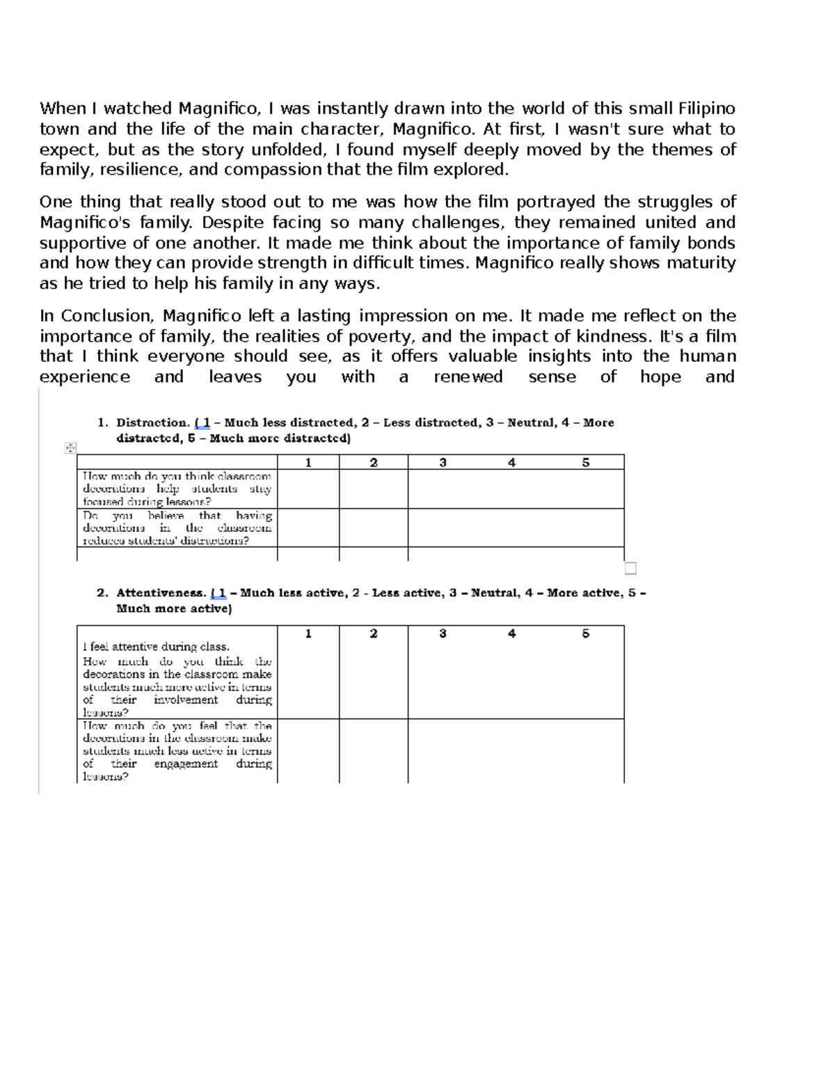 Magnifico: Personal Reflection on Family and Resilience Themes - Studocu