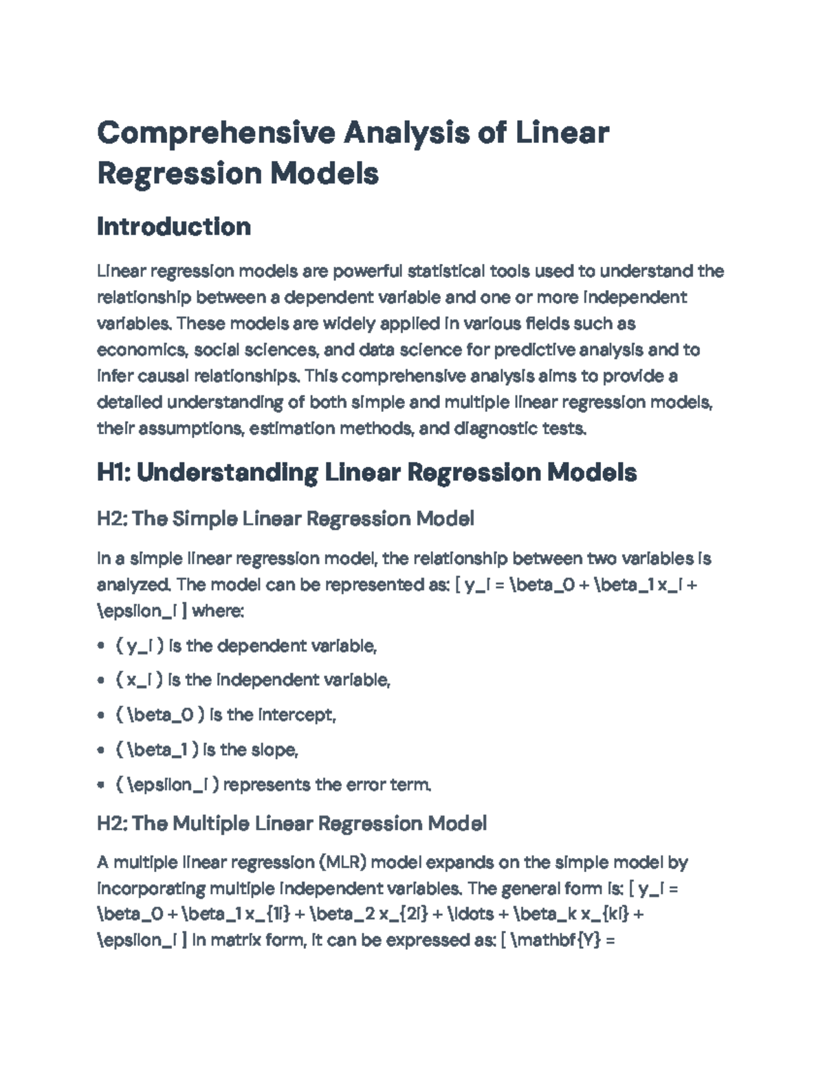 Comprehensive Guide to Linear Regression Analysis and Diagnostics ...