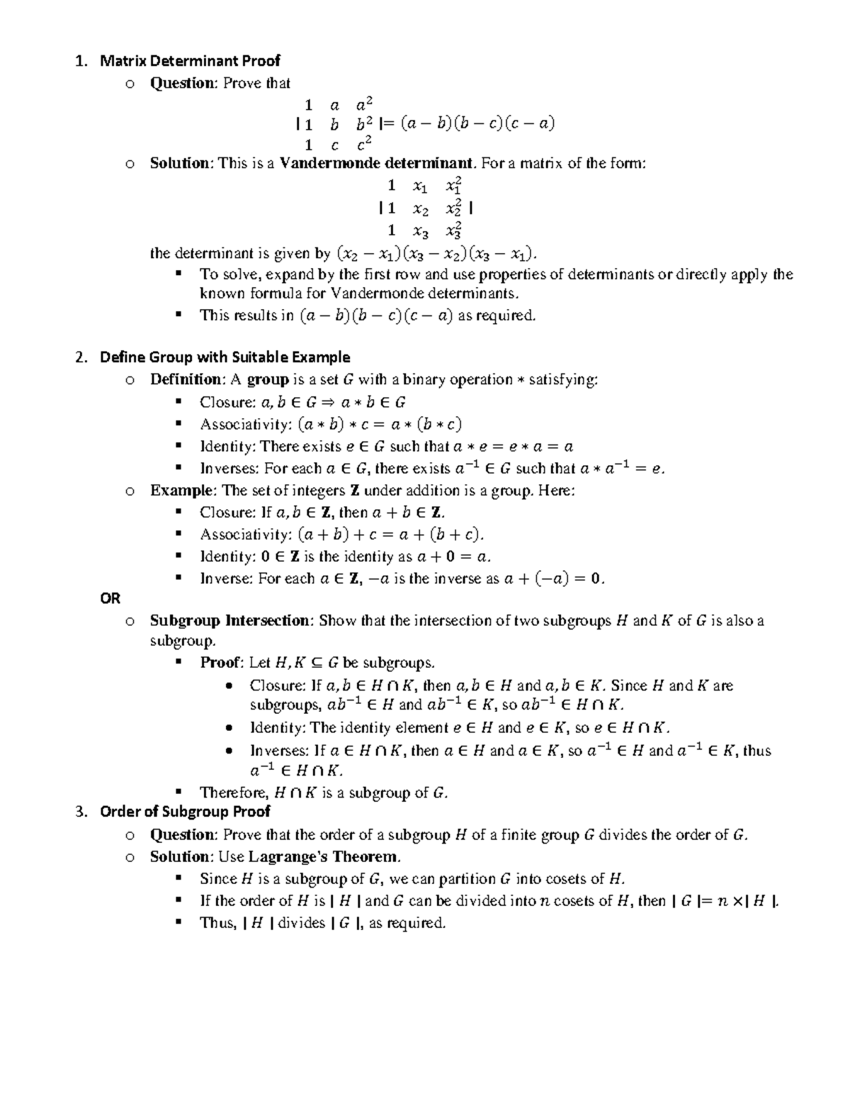 Question Let f - easy - Matrix Determinant Proof o Question: Prove that ...