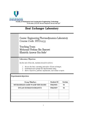 Bernoullis Principle Labsheet #1 - FACULTY OF MECHANICAL & AUTOMOTIVE ENGINEERING TECHNOLOGY BTD ...
